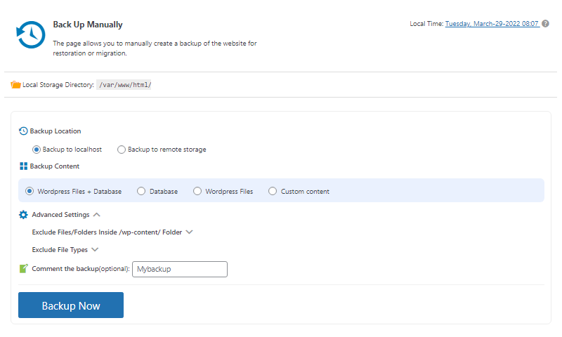 WordPress Backup And Migration Plugin - WPvivid